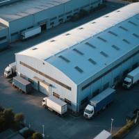 China Prefabricated Steel Warehouse with Sandwich Panel Cladding, 7-9 Grade Seismic Resistance for sale