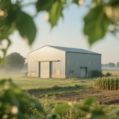 China Portal Frame Prefab Pre Assembled Steel Workshop Building Storage Garage Hot Rolled Section Construction for sale