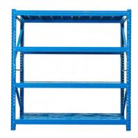 China 4 Tiers Metal Shelving Unit Heavy Duty Slotted Boltless Garage Storage Shelves for sale