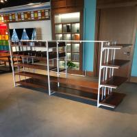 China Steel and wood shelf display for sale