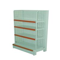 China Supermarket shelf black-and-white double-sided hole board shelf convenience store snack shelf customization for sale