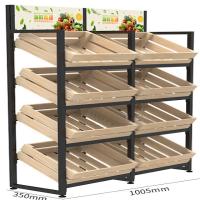 China Fruit and vegetable single-sided display rack in fruit store customized steel and wood display cabinet for sale