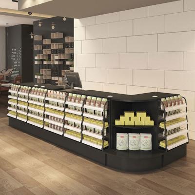 China style fruit vegetable stationery shop wood bread used retail supermarket spice display rack for food for sale