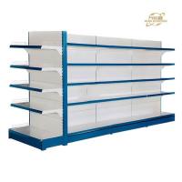 China Tianjin Wan Hongxin Supplier Metal Supermarket Shelves Lozier Gondola Shelving Shop Racks With Good Selling for sale