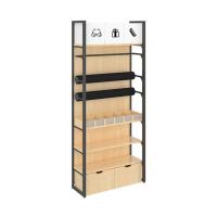 China Retail Store Rack Supermarket Shelf Gondola Shelving/Gondola Supermarket Equipment Metal Wooden Display Rack for sale