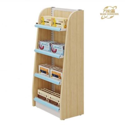China Customized Grocery Display Rack Wood Wall Supermarket Shelves Double Sided for sale