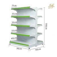 China Customized Supermarket Display Shelves Heavy Duty Double Sided Grocery Rack for sale