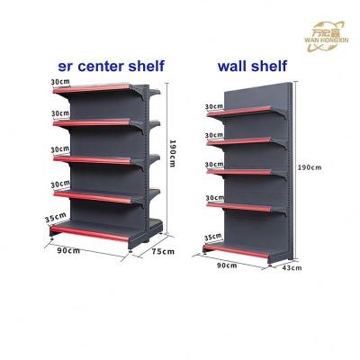 China Hot Sales Single And Double Sided Supermarket Equipment System Metal Supermarket Gondola Shelving For Display Rack for sale