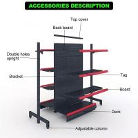 China Hot Sales Single And Double Sided Supermarket Equipment System Metal Supermarket Gondola Shelving For Display Rack for sale
