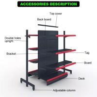 China Metallic Supermarket Steel Rack Metal Light Duty Gondola Single Sided Shelves for sale