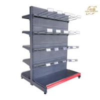 China Metallic Supermarket Steel Rack Metal Light Duty Gondola Single Sided Shelves for sale
