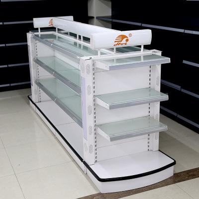 China Steel Supermarket Display Shelves Light Duty Printed Grocery Shelves Rack for sale