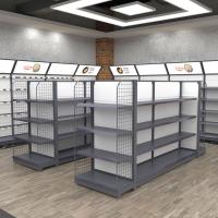 China Convenience Shop Metal Pallet Racks Grocery Gondola Display Shelves Light Duty for sale