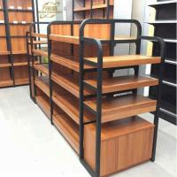 China Customized Double-side supermarket gondola shelves with wire mesh backboard for sale