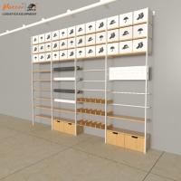 China 4 sided white black color advertising display Guangdong customized wooden gondola metal supermarket shelf for sale