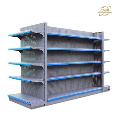 China Shop Multi Layer Shelf Grocery Store Racks Heavy Duty Double Sided for sale