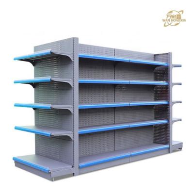 China Customized Used Grey Color Grocery Store Rack Supermarket Shelves System Grocery Store Supermarket Gondola Shelving for sale