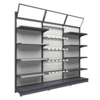 China Retail Store Gondola Fixtures Grey Gondola Shelving Shop Gondola For Sale for sale