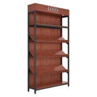 China Modern Wall Mount Shelves Medical Store Shelves Metal Pharmacy Display Shelves Furniture LED Light Retail Pharmacy Decoration for sale