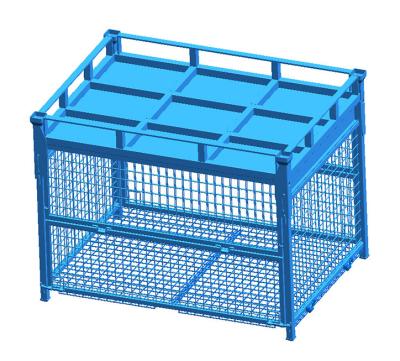 China Foldable and stackable metal turnover box for auto parts grid material box for sale