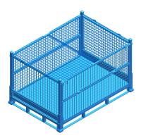 China Folding and stacking metal mesh material box, mesh frame iron box for sale