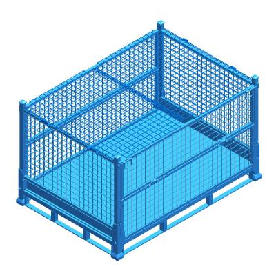 China Folding and stacking metal mesh material box, mesh frame iron box for sale