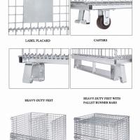 China Heavy Duty Pallet Storage Cage Portable Stackable Metal Welded Fabric Carpet Roll Rack for sale