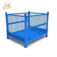 China Heavy Duty Collapsible Storage Equipment Powder Coating Stacking Nest Metal Pallet Tainer for sale