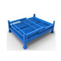 China Heavy Duty Collapsible Storage Equipment Powder Coating Stacking Nest Metal Pallet Tainer for sale
