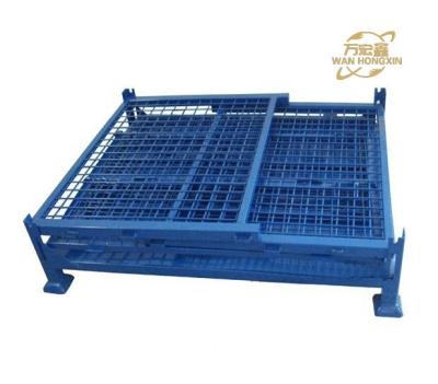 China Hot dip galvanized steel storage heavy duty warehouse industry portable stacking folding metal post pallet for transportation for sale
