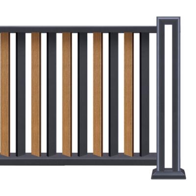 China Custom Villa Aluminum Fence with Vertical Slat Wood Look and Matte Finish for Outdoor Backyard for sale