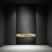 China Modern Minimalist T6-T5 Aviation-grade Aluminum Alloy Entrance Door with 304 Stainless Steel Hardware and Electric Switch/Remote Control for sale