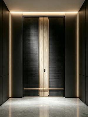 China Modern Minimalist T6-T5 Aviation-grade Aluminum Alloy Entrance Door with 304 Stainless Steel Hardware and Electric Switch/Remote Control for sale