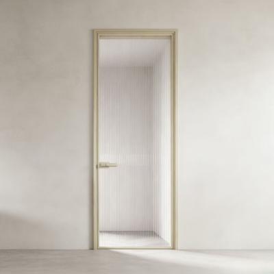 China Custom Size Fluted Glass Door with T6-T5 Aviation-grade Aluminum Alloy Frame and 304 Stainless Steel Hardware for sale