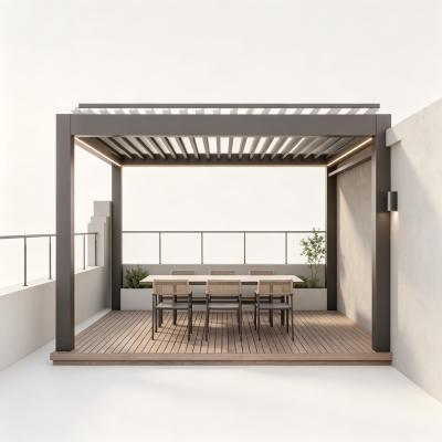 China Custom Size Motorized Louvered Pergola with 304 Stainless Steel Hardware and T6-T5 Aviation-grade Aluminum Alloy for sale