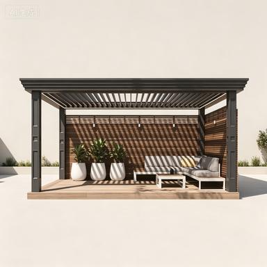 China Custom Size Motorized Louvered Pergola with 304 Stainless Steel Hardware and T6-T5 Aviation-grade Aluminum Alloy for sale