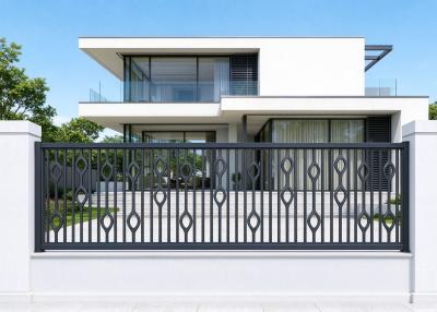 China Modern Minimalist Aluminum Fence with Geometric Hollow Design and Matte Finish for Long-lasting Durability for sale