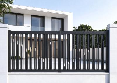 China Custom Outdoor Aluminum Fence with Minimalist Slant-Bar Design and Matte Finish for Long-lasting Durability for sale