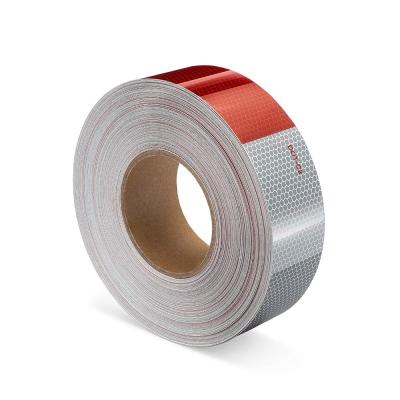 China Red White DOT-C2 High Visibility Reflective Tape for Trucks Glass Bead Structure for sale