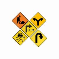 China Custom Aluminium Metel Reflective Traffic Road Sign Train Construction Traffic Warning Signs for sale