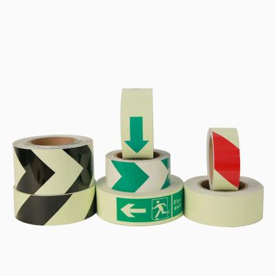China Printable PVC Material 6-8H Glow In The Dark Tape For Exit Sign for sale