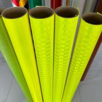 China Fluorescent Yellow Green Orange Micro Prismatic High Intensity Reflective Vinyl for sale