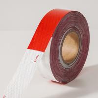 China 50mm 2 Inch White Red Adhesive DOT C2 Reflective Safety Tape Stickers on Truck for Vehicles for sale