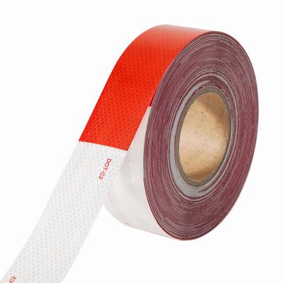 China DOT-C2 Waterproof Reflective Safety Tape in Red and White Conspicuity Adhesive for Trailers Traffic Signs Product for sale