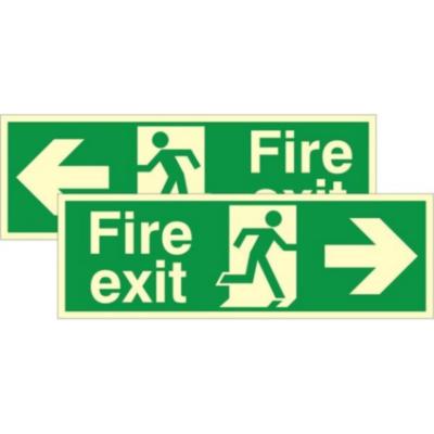 China Custom Glow In The Dark Photoluminescent Sign Emergency Exit Safety Warning Symbol for sale