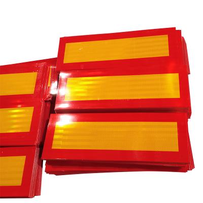 China Vehicle Conspicuity Markings Yellow and Red Striped Aluminum Reflector Reflective Chevron Sticker For Heavy Truck for sale