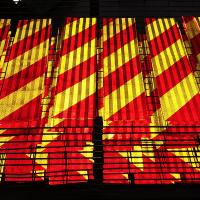 China Vehicle Conspicuity Markings Yellow and Red Striped Aluminum Reflector Reflective Chevron Sticker For Heavy Truck for sale
