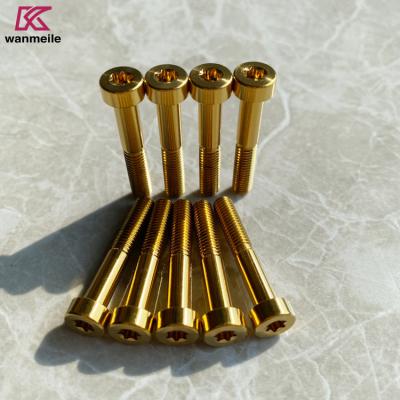 China Grade 2 Grade 5 Custom Titanium T25 Torx Key Bolt With Black And Golden PVD Coating for sale