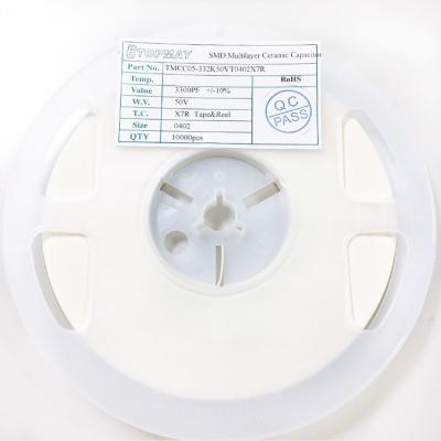 China SMD Multilayer Ceramic Capacitors  MLCC SMT 3300pF 50V 0402 X7R for sale