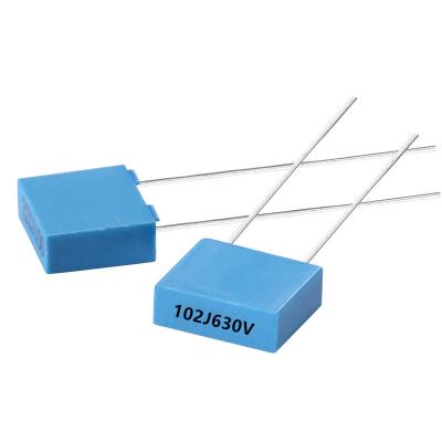China 102J630V MKT Polyester Film Capacitor Blue BOX TYPE 1nF 630Vdc P5mm for sale
